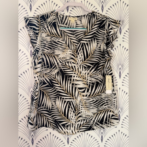 Maison Jules | Tops | Maison Jules Black And White Ruffled Wrap Blouse ...